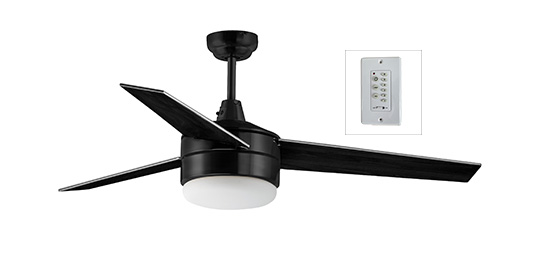 Trio 52" Ceil Fan w2-Lt LED Bulb Wall Ctrl ES T24